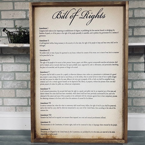 Bill of Rights Wall Art Metal Panel. First Ten Amendments to - Etsy