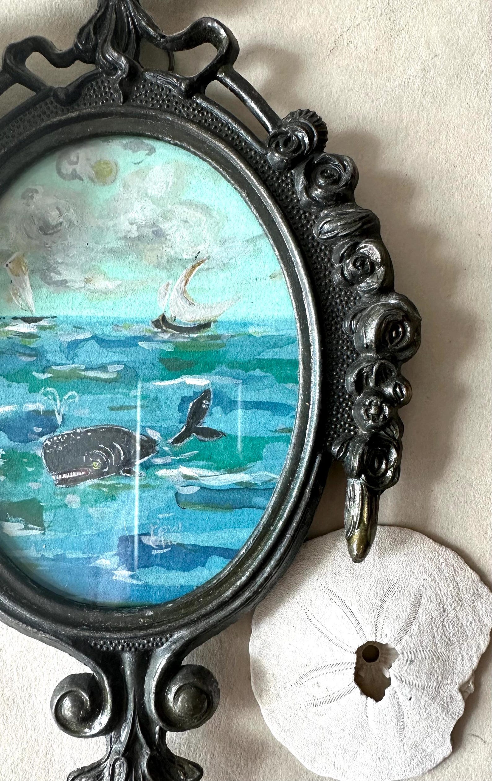 Original Watercolor Seascape Painting, Framed in an Black Metal ...