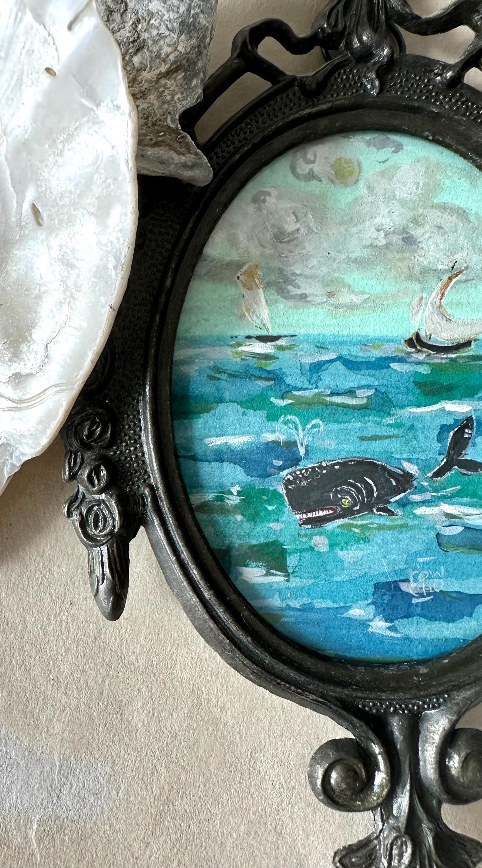 Original Watercolor Seascape Painting, Framed in an Black Metal ...