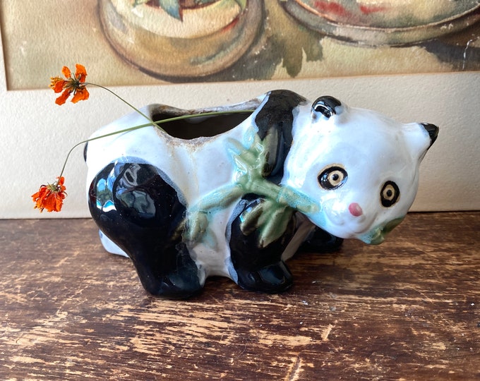 Vintage Ceramic Panda Planter - Etsy