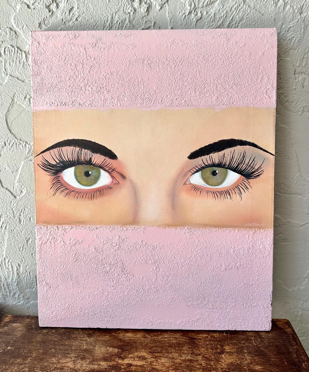 Vintage Pink Glam Acrylic Painting of Woman’s Green Eyes - Etsy