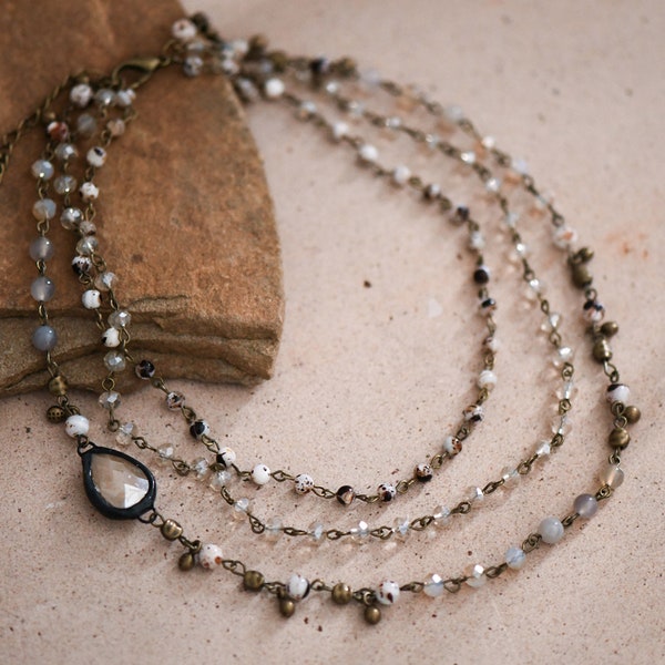 Triple Layer Bib Necklace - Etsy