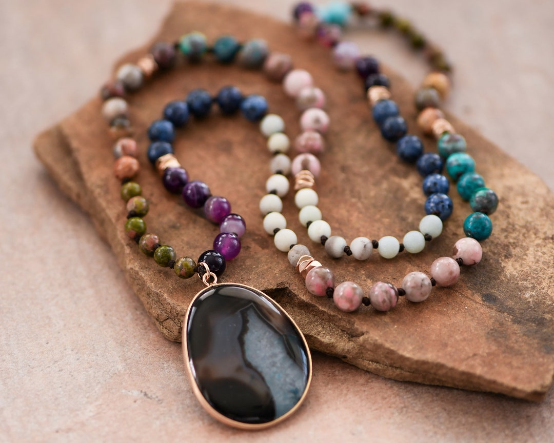 Healing Necklace, Crystal Necklace, Stone Pendant Necklace, Gemstone ...