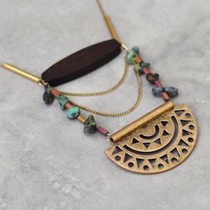 Boho Necklace, Bohemian Necklace, Long Necklace, Pendant Necklace, Gold ...