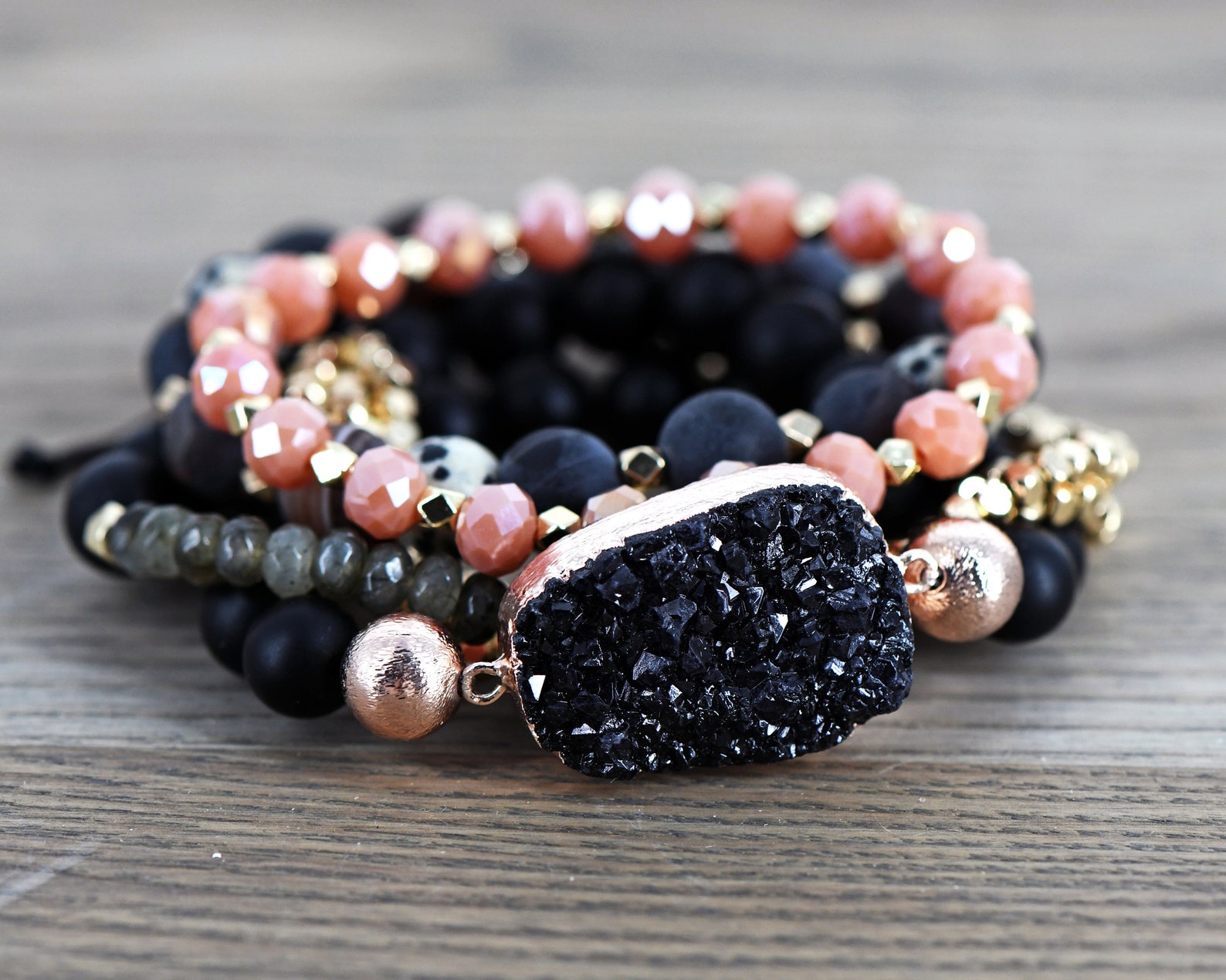 Semi Precious Stone Bracelet Set Healing Stone Bracelet - Etsy