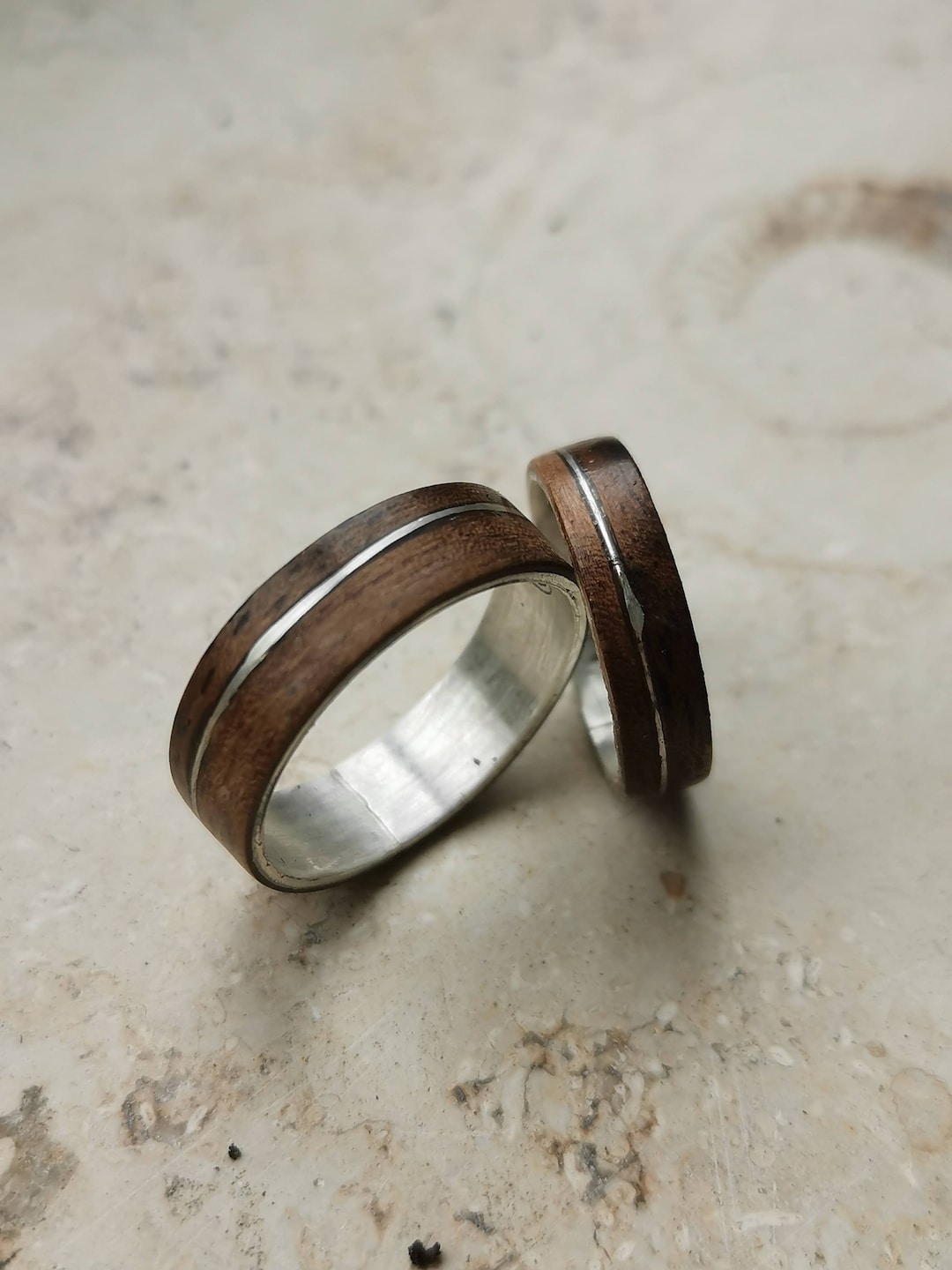 Unique Partner Rings "a Silver Sided Path" Silver Walnut Unique Pieces ...
