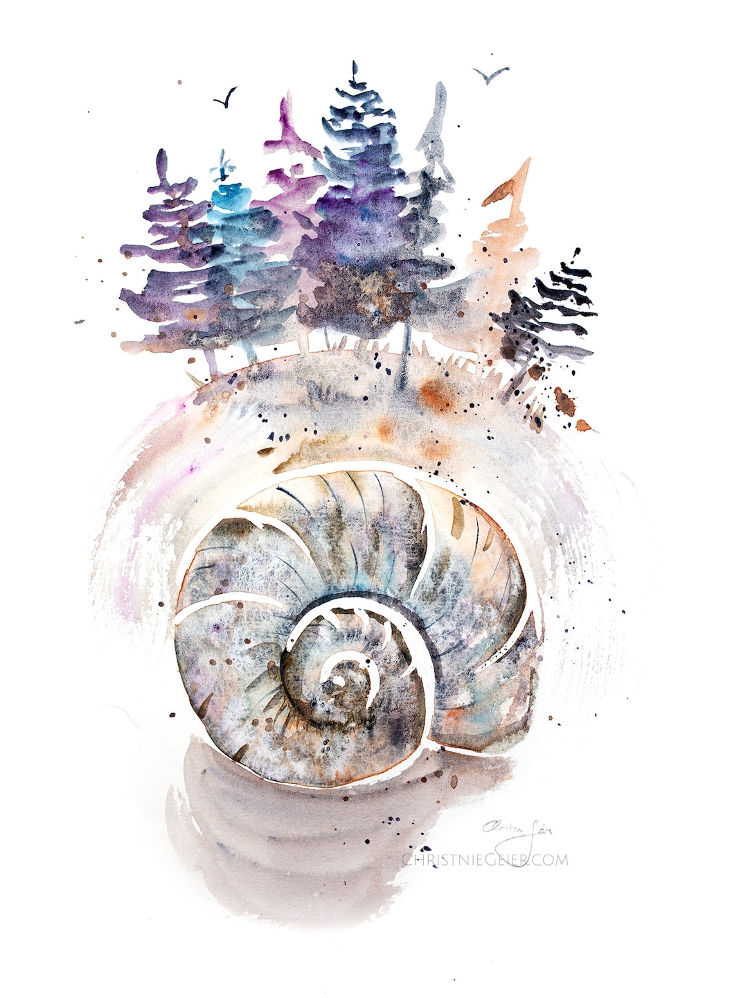 Forest Helix Watercolour Fine Art Print Painting Artwork - Etsy