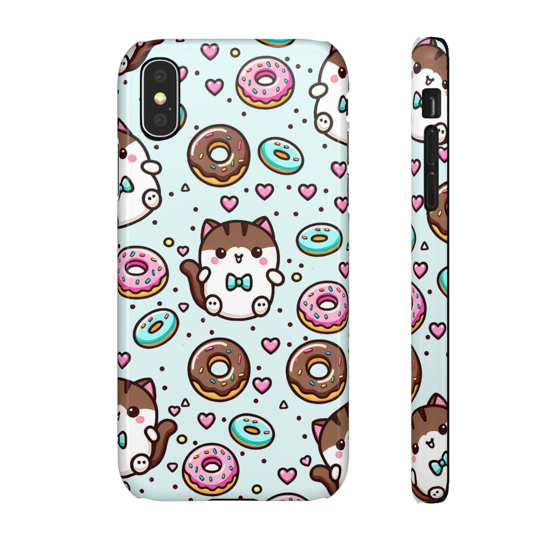 Cute Phone Case - Kawaii Cat Donut Snap Case, Adorable iPhone Cover ...