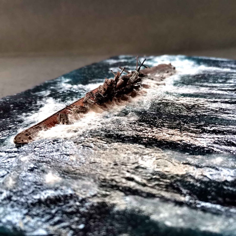 Diorama of Sinking Japanese Cruiser Mogami. - Etsy