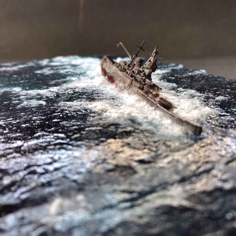 Diorama of Sinking Japanese Cruiser Mogami. - Etsy