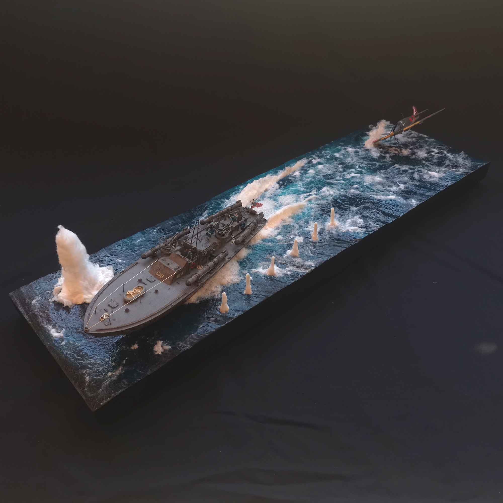 Diorama of American Torpedo Boat Attack PT 109 by Japanese Ki-61 Tony ...