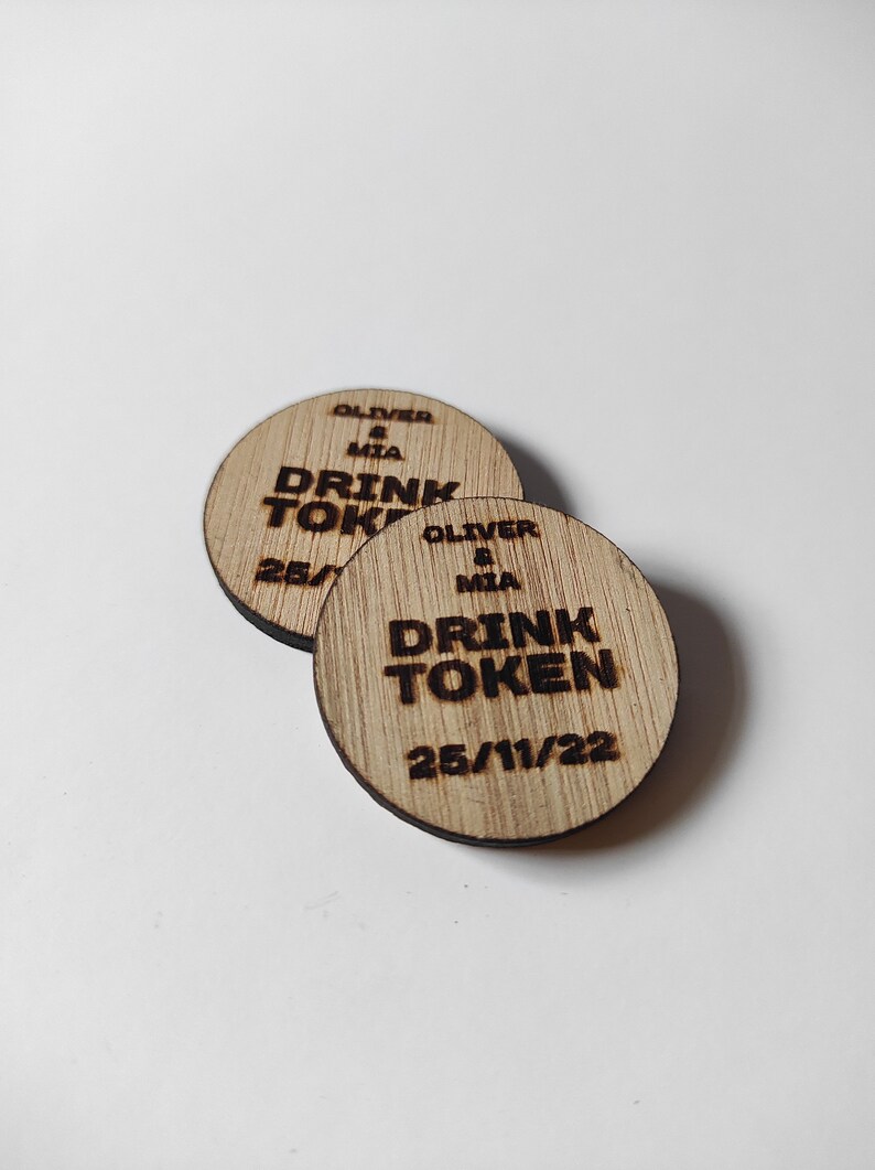 Wedding Drinks Tokens / Wedding Day Couple Name and Date Token. Wedding ...