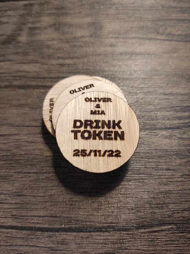 Wedding Drinks Tokens / Wedding Day Couple Name and Date Token. Wedding ...