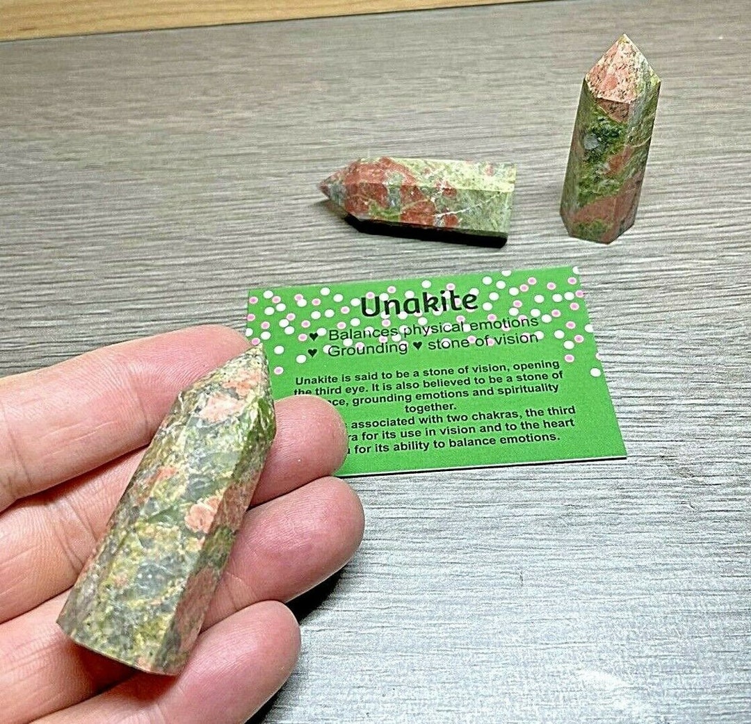Unakite Point Obelisk: Chakra Healing Crystal, Reiki Energy - Etsy