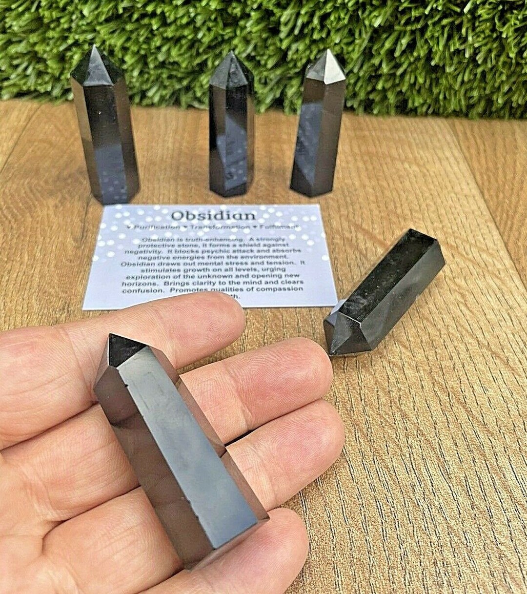 Obsidian Point Obelisk: Chakra Healing Crystal With Gift Bag - Etsy