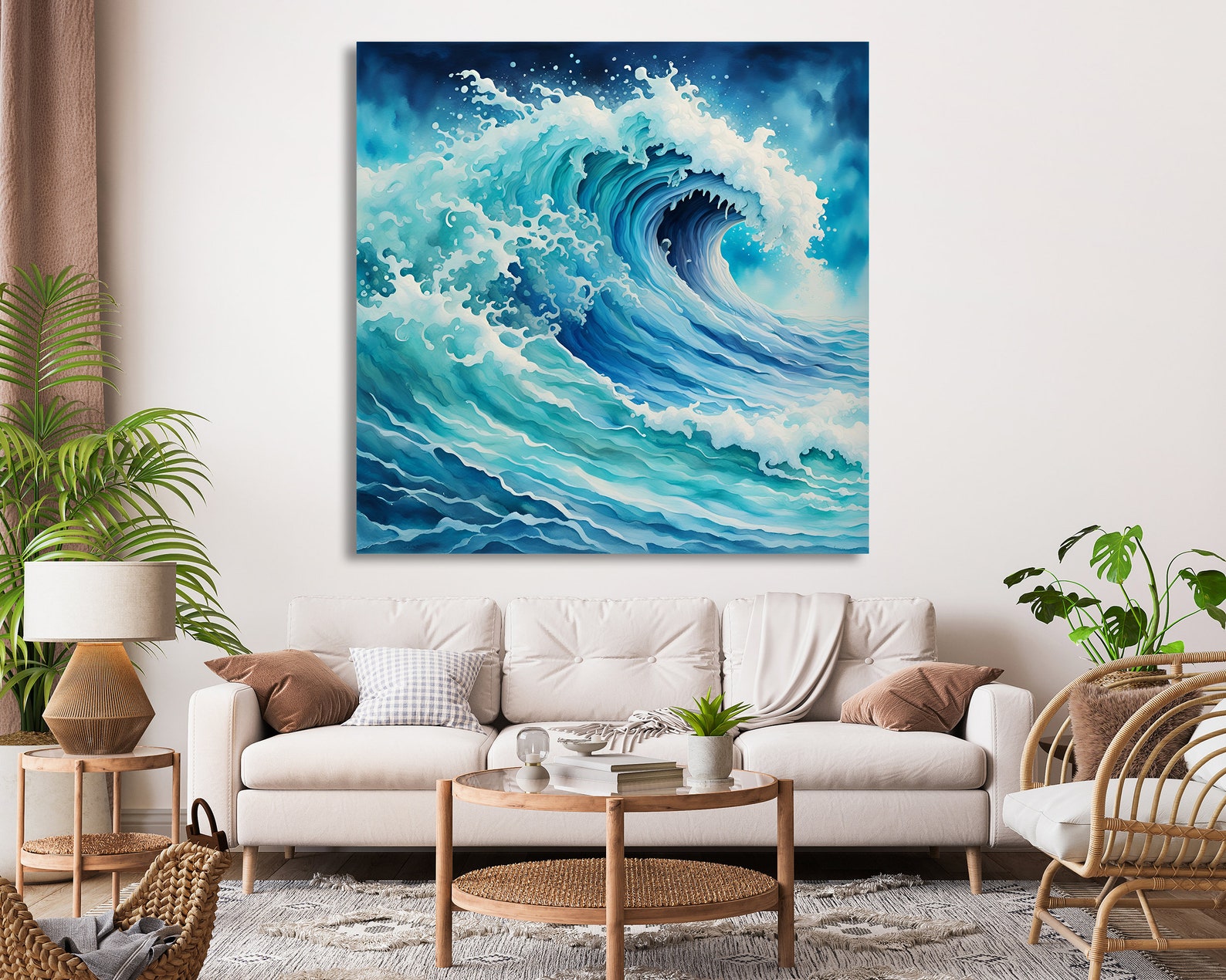 Japanese Wave Wall Art Blue and Turquoise Monster Giant Wave Big Wave ...