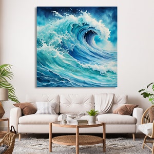 Japanese Wave Wall Art Blue and Turquoise Monster Giant Wave Big Wave ...