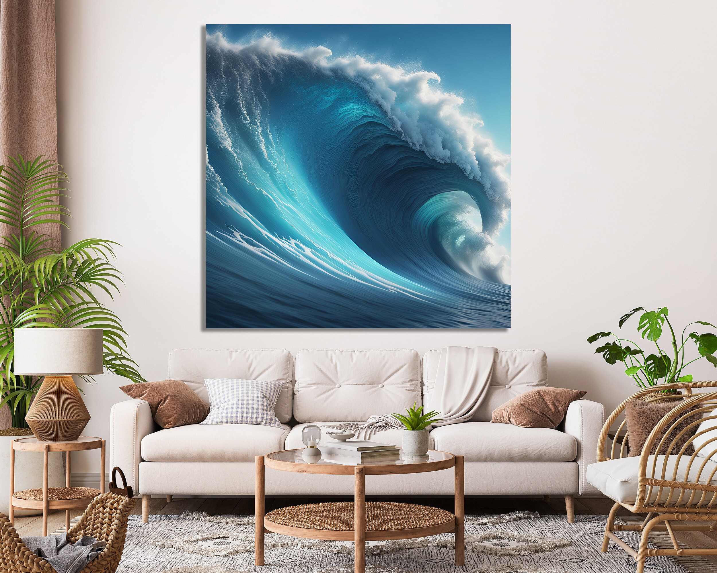 Monster Wave Giant Wave AI Art Square Digital Download Blue Ocean Swell ...