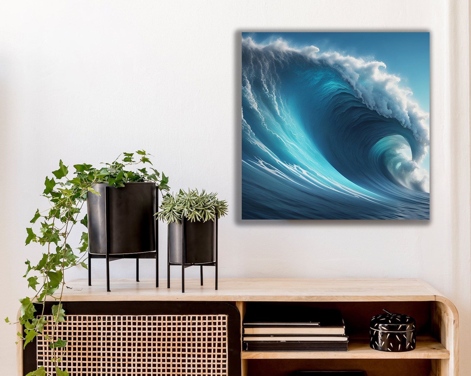 Monster Wave Giant Wave AI Art Square Digital Download Blue Ocean Swell ...