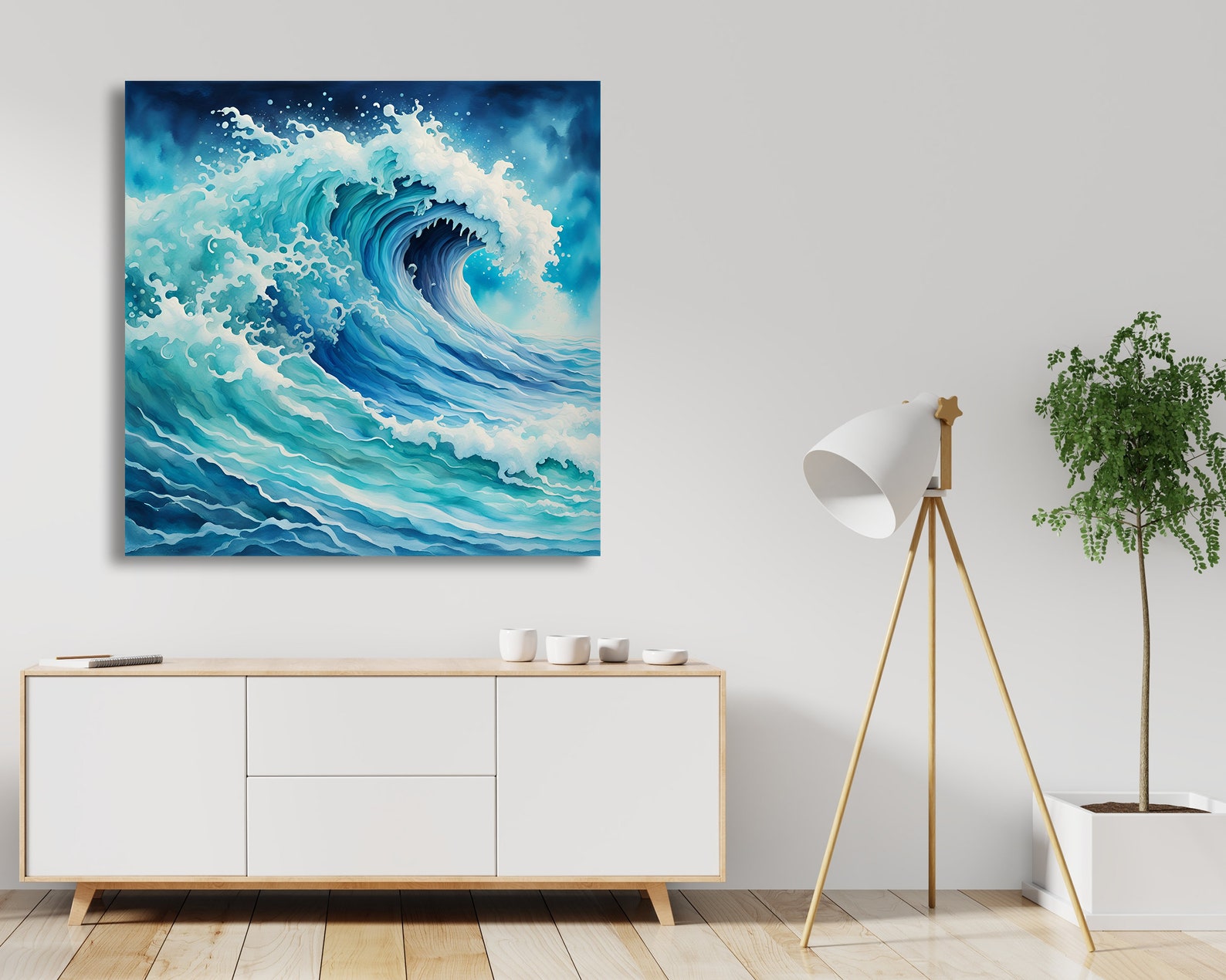 Japanese Wave Wall Art Blue and Turquoise Monster Giant Wave Big Wave ...