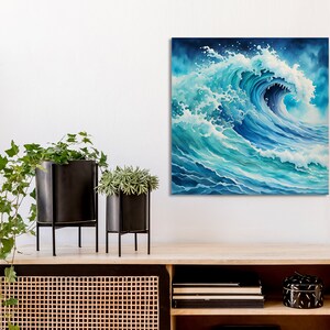 Japanese Wave Wall Art Blue and Turquoise Monster Giant Wave Big Wave ...