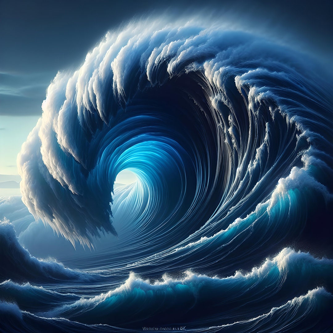 Huge Monster Wave Surf Photograph AI Digital Download | Surf Ocean ...