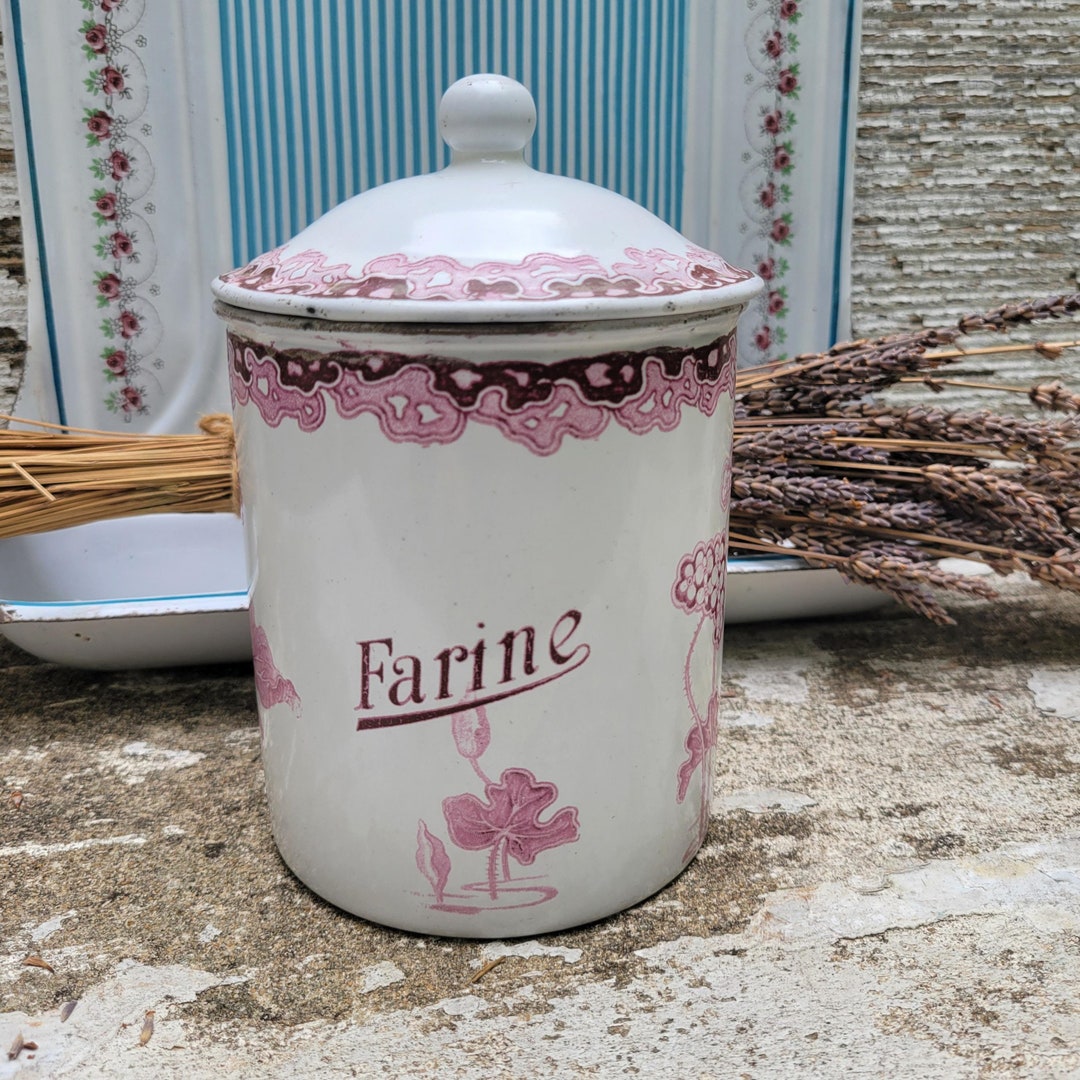 French FARINE Canister; French Flour Canister; Farine Pot; Art Nouveau ...
