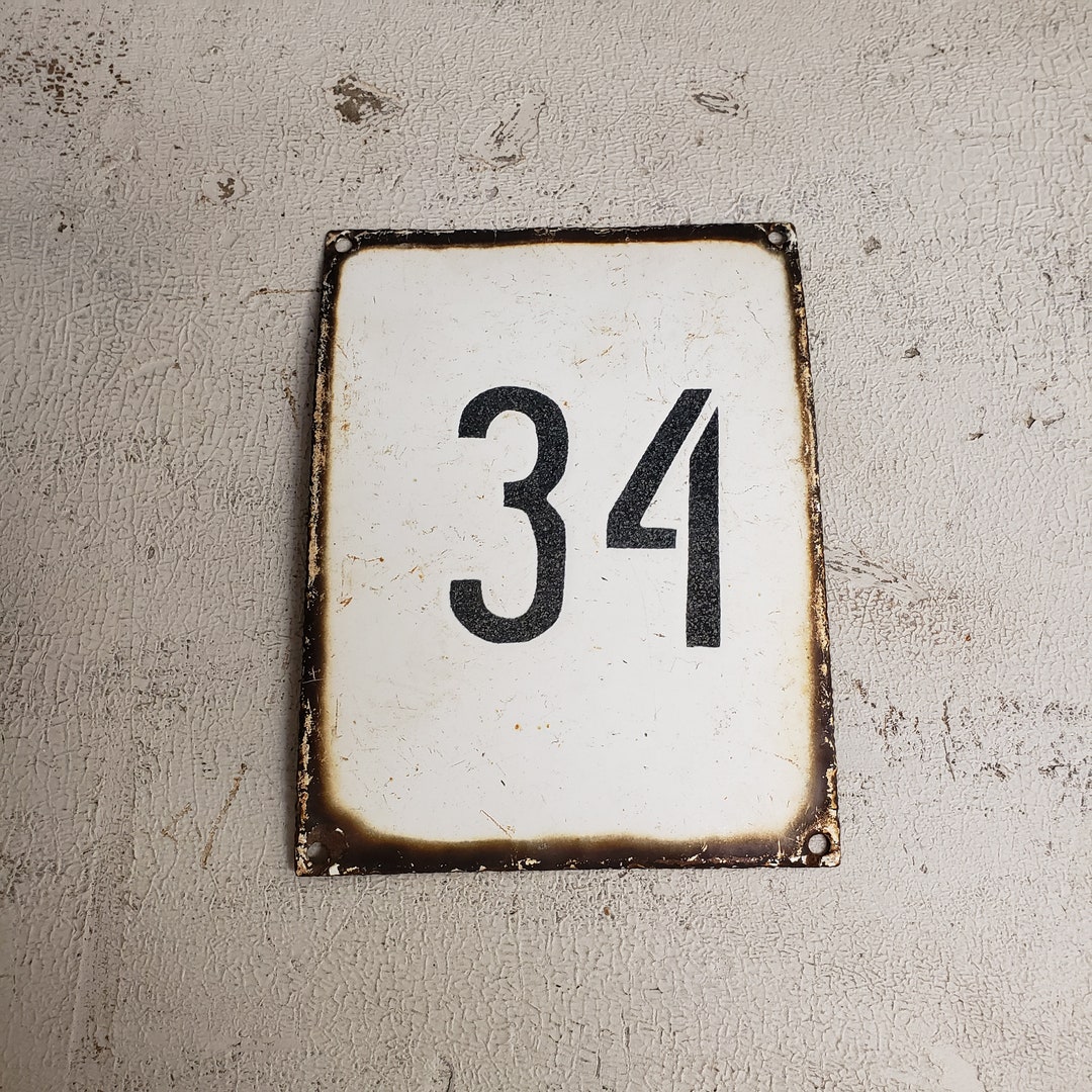 English Enameled Number Plate Number 34 Sign Road Sign - Etsy