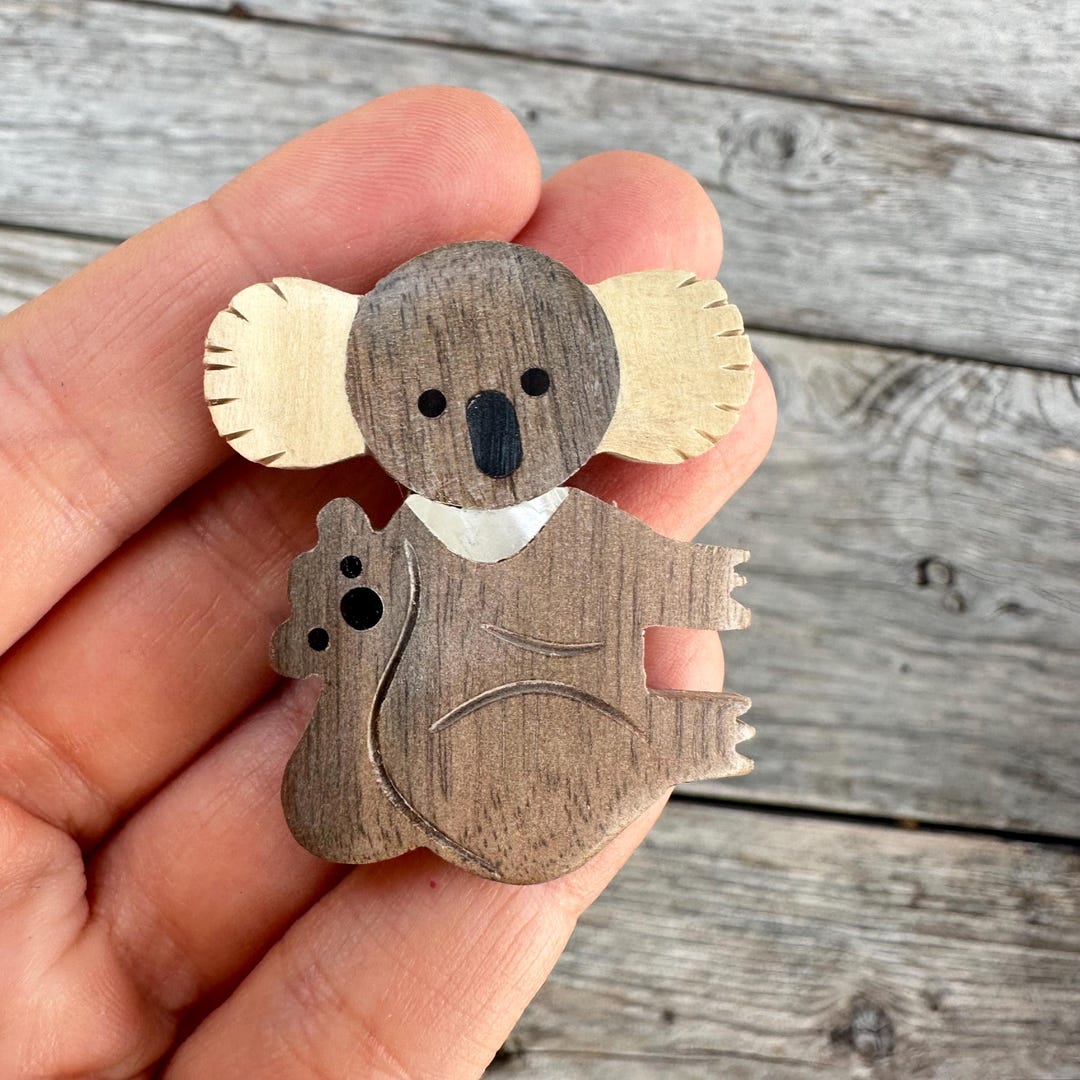 Vintage Jewelry Handcrafted Koala and Baby Brooch Pin - Etsy