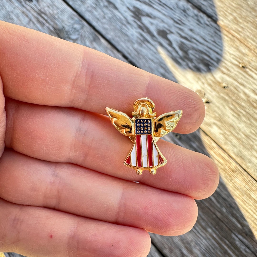 Vintage American Flag Angel Brooch - Etsy