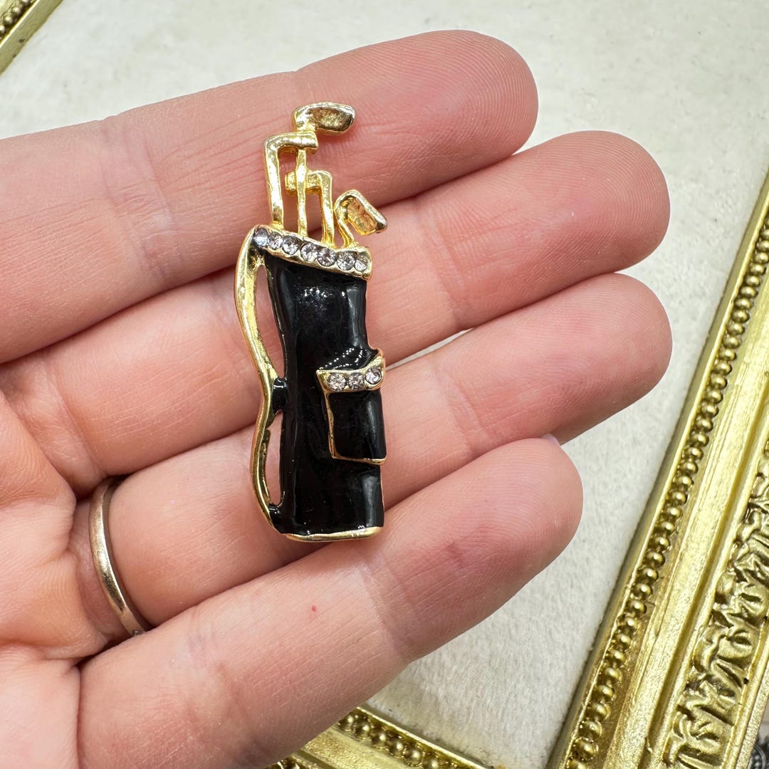 Vintage Jewelry Golfing Brooch Black and Gold Tone Golf Pin - Etsy