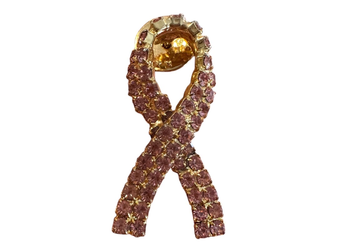 Vintage Pink Rhinestone Breast Cancer Ribbon Pin Brooch - Etsy