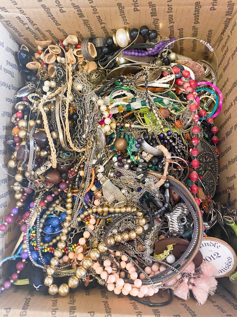 Broken Crafting Salvaged Vintage to Modern Jewelry Lot Box 10 Pounds - Etsy