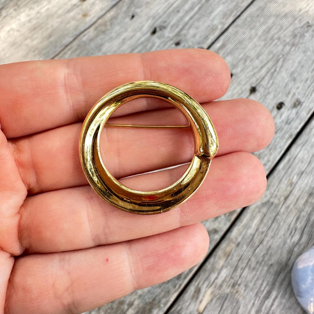 Vintage Monet Gold Tone Circle Brooch Pin - Etsy