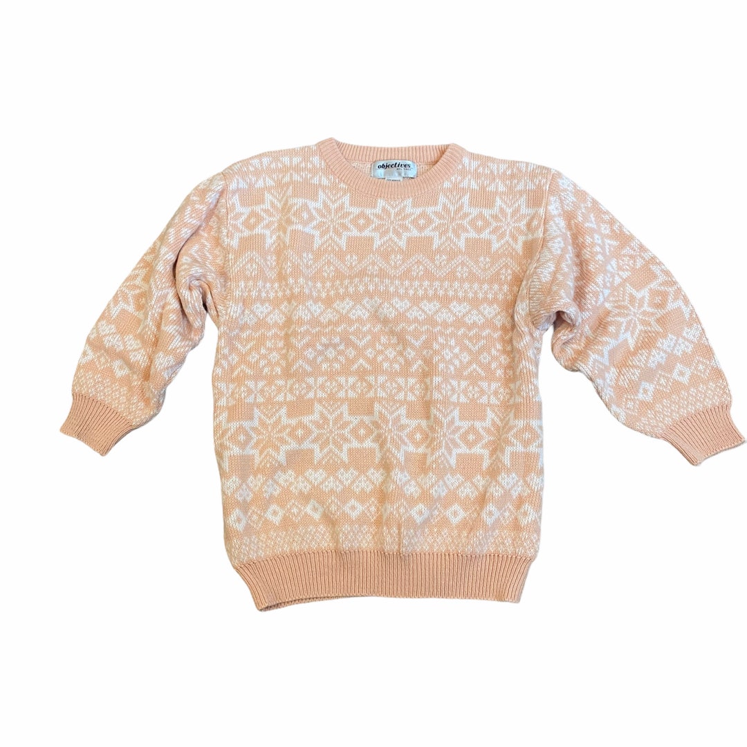 Objectives Vintage Pink Snowflake Sweater Medium Christmas Sweater - Etsy