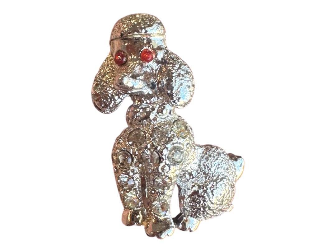 Vintage Poodle Brooch Pin Rhinestone Silver Tone Poodle Dog Brooch - Etsy