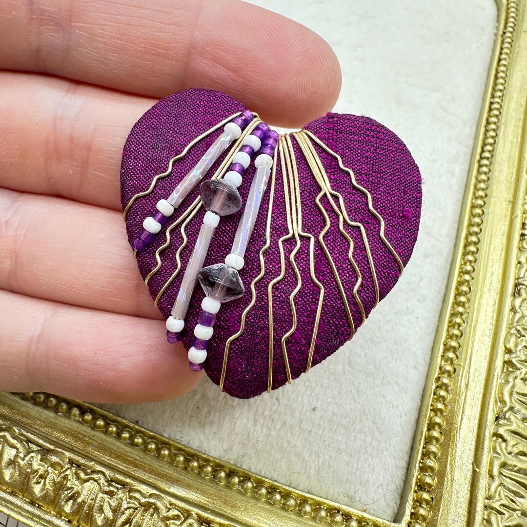 Vintage Purple Heart Brooch Pin Artist Designed - Etsy