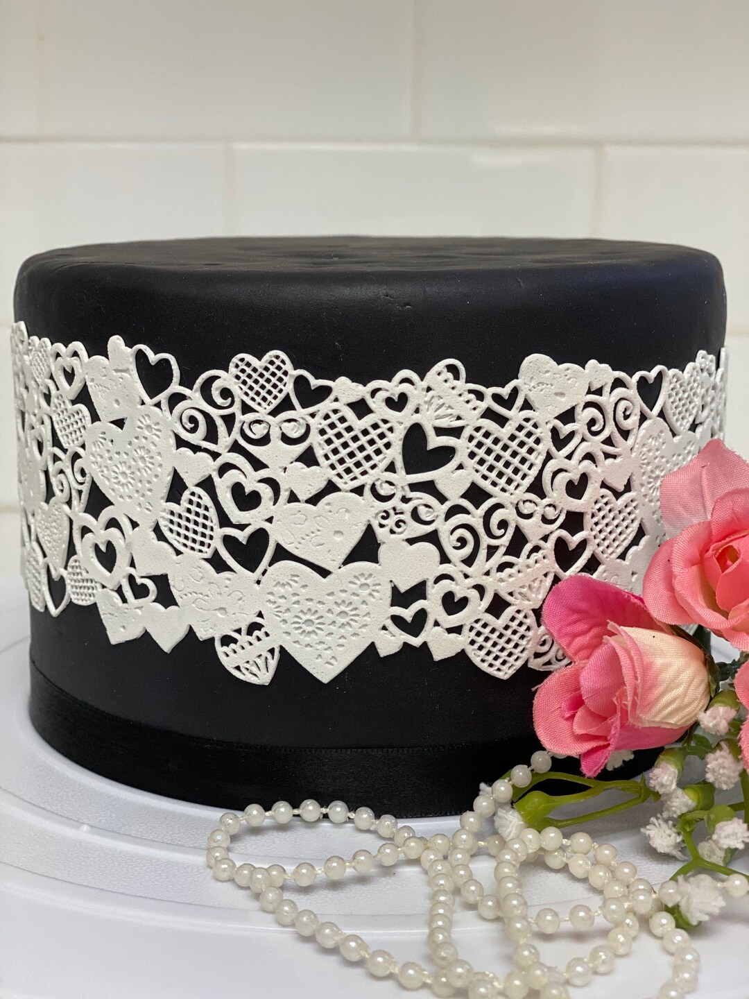 2x Edible Sugar Lace Heart- Edible Lace - Sugar Lace - Cake Lace - Etsy