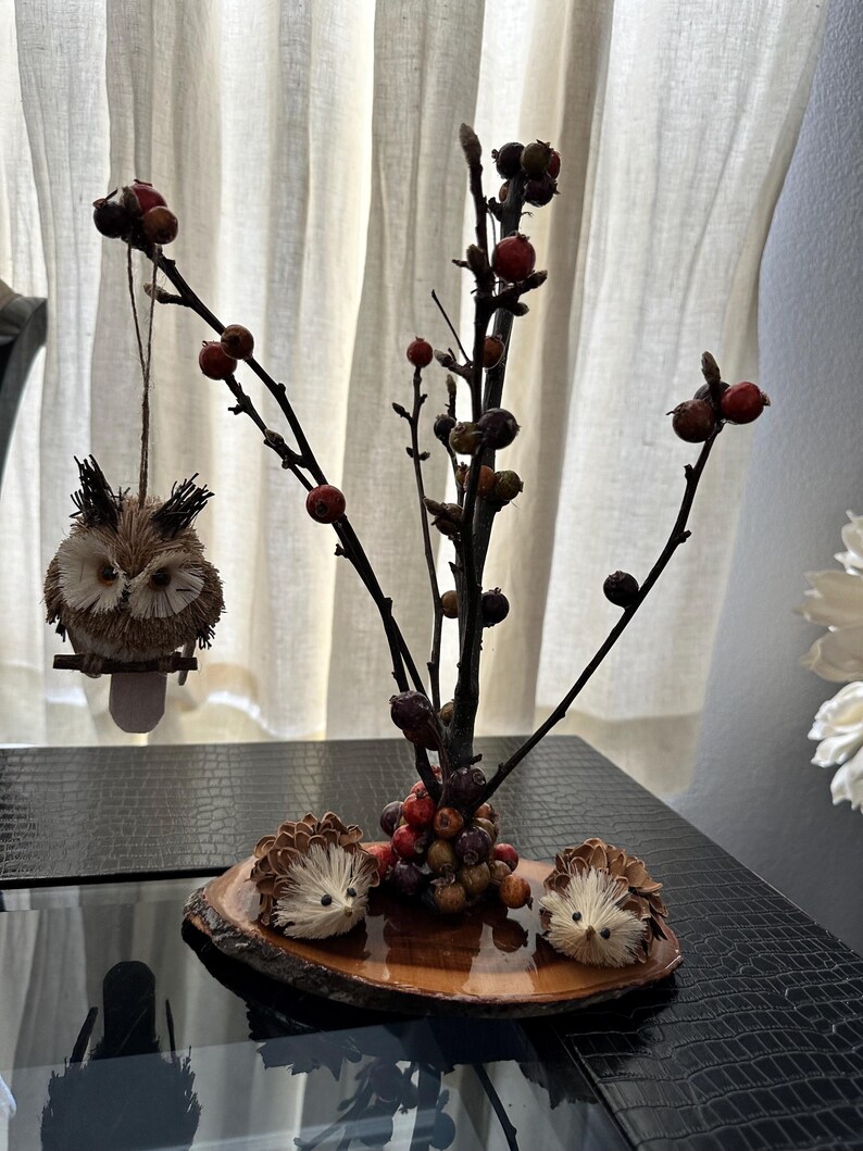 Woodland Hedgehog & Owl Centerpiece: Sisal Animal Baby Shower ...