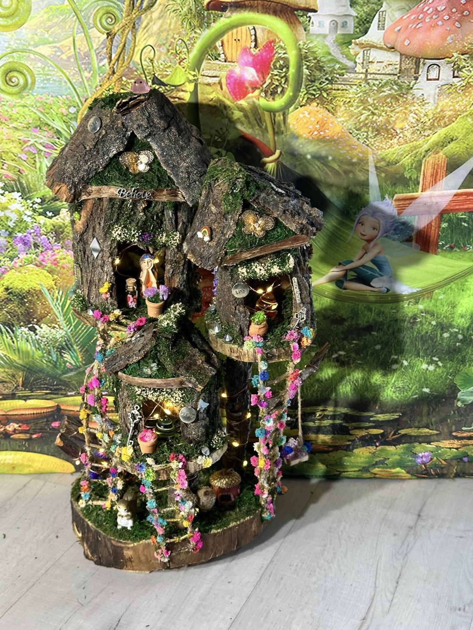 Easter Village Fairy Easter Garden Decor Fairy House Fully Decorated ...