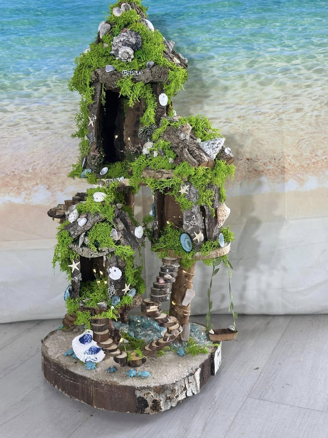 Mermaid House, Seashells, Fairy House With Seashell Accents, Beach ...