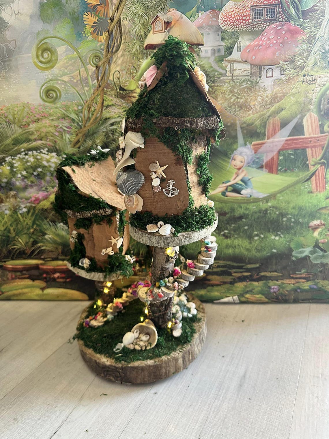 Fairy House With Seashell Accents and Fairy Lights Fairy House Handmade ...