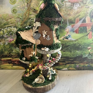 Fairy House With Seashell Accents and Fairy Lights Fairy House Handmade ...