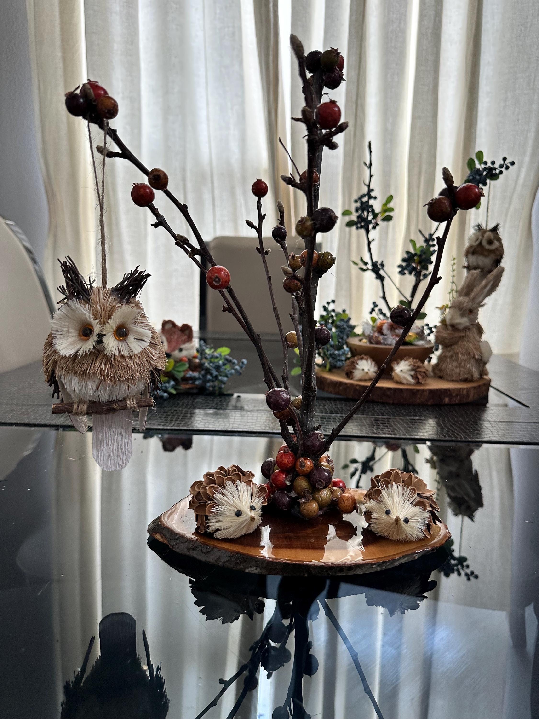 Woodland Hedgehog & Owl Centerpiece: Sisal Animal Baby Shower ...
