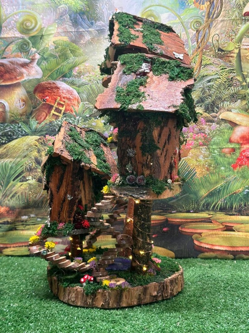 Beautiful Fairy House Fully Decorated and Lights Dollhouse Cute Fairy ...