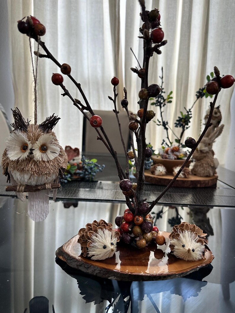 Woodland Hedgehog & Owl Centerpiece: Sisal Animal Baby Shower ...