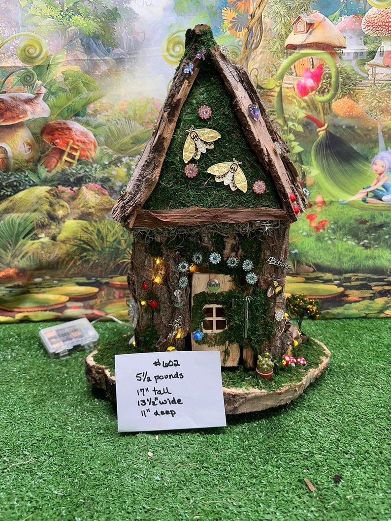 Fairy House Hollowed Tree Stump Fairyhouse, Handmade Fairy House, Fairy ...