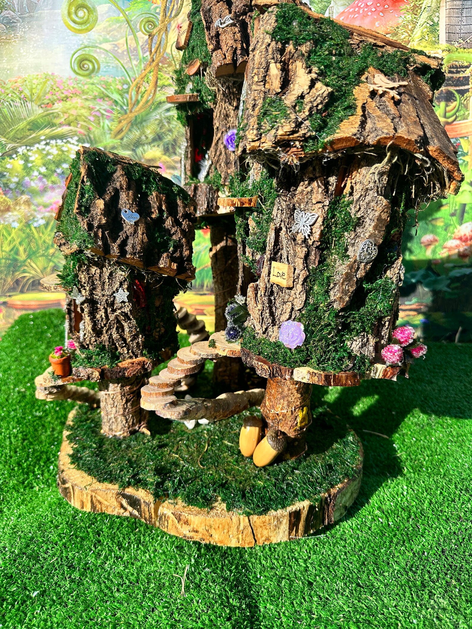 Breathtaking Huge Fairy House Fully Decorated Lights Wood Fairy House ...