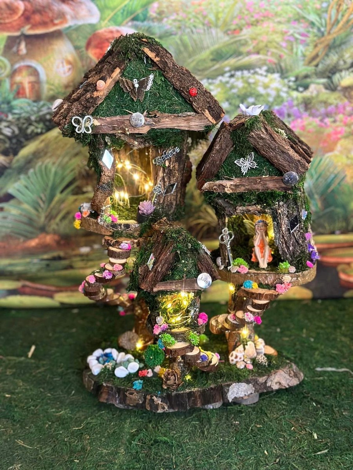 Fairy House Fully Decorated With Lights Fairy Garden, Dollhouse - Etsy