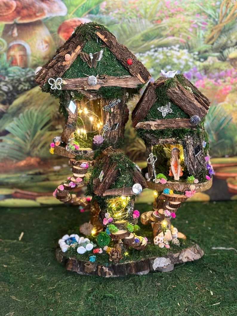 Fairy House Fully Decorated With Lights Fairy Garden, Dollhouse ...